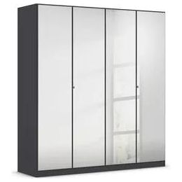 Dreht&uuml;renschrank Rauch "Reflect", grau (graumetallic), B:181cm H:197cm T:54cm, Holzwerkstoff, Schr&auml;nke, Dreht&uuml;renschrank, mit Spiegelfront, inkl. praktischer Inneneinteilung und Stoffboxen-Set