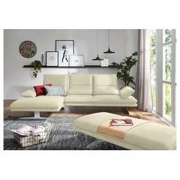Ecksofa W.Schillig "broadway, Designsofa mit tollem Sitzkomfort, L-Form", beige (sahara s37), B:291cm H:94cm T:164cm, Stoff S37 (100% Polyester): Luxus-Microfaser in Lederoptik, Sofas, Ecksofa, Sitztiefenverstellung, Kopfteil- & Seitenteilverstellung, Breite 291cm