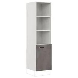 Seitenschrank IMPULS K&Uuml;CHEN "Prag", Breite/H&ouml;he: 50/190,7 cm", grau (beton, optik schiefer dunkelgrau), B:50cm H:190,7cm T:57,6cm, Dekorfolie, Holzwerkstoff, Schr&auml;nke, Seitenschrank, vormontiert, mit Dreht&uuml;r, mit verstellbaren Fachb&ouml;den