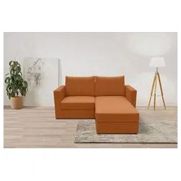 2-Sitzer DOMO collection "Bibury smartes, modulares Ecksofa aus Sofa & Hocker mit Schlaffunktion", orange (terrakotta), B:178cm H:90cm T:80cm, 100% Polyester, Sofas, Sitzfl&auml;che mit Federkern, inkl. 2 R&uuml;ckenkissen