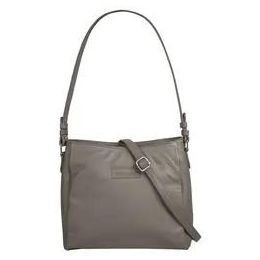 Shopper Bruno Banani, Damen, Gr. B/H/T: 27cm x 25cm x 10cm onesize, grau, Leder, leicht gl&auml;nzend, unifarben, Taschen Shopper, echt Leder