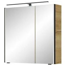 Spiegelschrank SAPHIR "Serie 7045 Badezimmer-Spiegelschrank inkl. LED-Beleuchtung, 2 T&uuml;ren", braun (halifax eiche quer nachbildung), B:73,2cm H:70,3cm T:17cm, Holzwerkstoff, Schr&auml;nke, Spiegelschrank, Badschrank 73,2 cm breit, inkl. LEDplus Schalter und T&uuml;rd&auml;mpfer