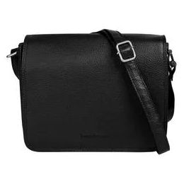 Umh&auml;ngetasche Bruno Banani, Damen, Gr. B/H/T: 24cm x 19cm x 7cm onesize, schwarz, Leder, leicht gl&auml;nzend, unifarben, Taschen Umh&auml;ngetasche, echt Leder