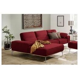Ecksofa W.Schillig "run, Designsofa mit tollem Sitzkomfort, bequem, L-Form", rot (light brick w82), B:319cm H:88cm T:178cm, Longlife Xtra-Leder Z73: Naturwalkleder der Luxusklasse aus den erlesensten Rohh&auml;uten. Hautst&auml;rke 1, 1 &ndash; 1, 3 mm;ROHLEDER Jacquard-Flachgewebe Q2 W60 (63% Polyester, 37% Polyacryl);ROHLEDER Chenille-Flachgewebe Q2 W77 (68% Polyacryl, 32% Polyester);Stoff S37 (100% Polyester),