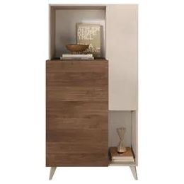 Highboard Home Affaire "Monaco H&ouml;he 154 cm, Stauraumschrank mit 2 T&uuml;ren (4 F&auml;cher) und 2 offen", wei&szlig; (cashmere, mercure nb holzstruktur), B:81cm H:154cm T:42cm, Sideboards, Highboard, Hohe, schmale Kommode &ndash; sanftes Schlie&szlig;en, edles Design, viel Platz