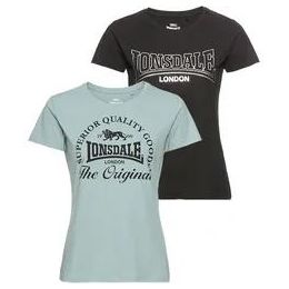 T-Shirt Lonsdale "ROWRAH", Damen, Gr. XXL, schwarz (schwarz, mint), Single Jersey, Obermaterial: 100% Baumwolle, normal, Rundhals, Shirts T-Shirt