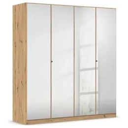 Dreht&uuml;renschrank Rauch "Reflect", braun (eiche artisan), B:181cm H:197cm T:54cm, Holzwerkstoff, Schr&auml;nke, Dreht&uuml;renschrank, mit Spiegelfront, inkl. praktischer Inneneinteilung und Stoffboxen-Set