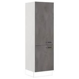 Seitenschrank IMPULS K&Uuml;CHEN "Prag", Breite/H&ouml;he: 60/190,7 cm", grau (beton, optik schiefer dunkelgrau), B:60cm H:190,7cm T:57,6cm, Dekorfolie, Holzwerkstoff, Schr&auml;nke, Seitenschrank, vormontiert, mit Dreht&uuml;ren, mit verstellbaren Fachb&ouml;den