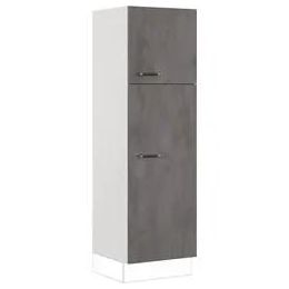 Seitenschrank IMPULS K&Uuml;CHEN "Prag", Breite/H&ouml;he: 60/190,7 cm", grau (beton, optik schiefer dunkelgrau), B:60cm H:190,7cm T:57,6cm, Dekorfolie, Holzwerkstoff, Schr&auml;nke, Seitenschrank, vormontiert, mit Dreht&uuml;ren, mit verstellbarem Fachboden