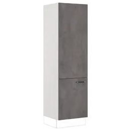 Seitenschrank IMPULS K&Uuml;CHEN "Prag", Breite/H&ouml;he: 60/205,1 cm, mit Kleiderstange", grau (beton, optik schiefer dunkelgrau), B:60cm H:205,1cm T:57,6cm, Dekorfolie, Holzwerkstoff, Schr&auml;nke, Seitenschrank, vormontiert, mit Dreht&uuml;r, mit Innenschubk&auml;sten