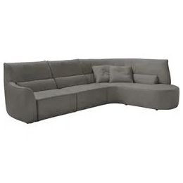 Ecksofa Egoitaliano "Puffy, extravagant & edel, Retro Designsofa, hoher Sitzkomfort, L-Form", grau (steingrau), B:330cm H:88cm T:205cm, Luxus-Micofaser Lederoptik (100% Polyester) ist ein neues technisches Gewebe mit einem visuellen und taktilen Aspekt, der dem Nubuk sehr nahe kommt, mit innovativen Eigenschaften. Seine au&szlig;erordentliche Weichheit kommt von einem exklusiven Produktionsprozess, der 