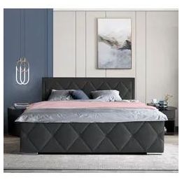 Boxbett Home Affaire "Alfie, Topseller Inkl. Bettkasten&Topper", schwarz, L:211cm, Holzwerkstoff, Spanplatte, Komplettbetten, Wahlweise mit Knopfsteppung oder Strasssteinen, H2, H3 und H4 w&auml;hlbar, Topseller