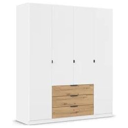 Dreht&uuml;renschrank Rauch "Kleiderschrank Schrank Garderobe Schlafzimmerschrank DAVOA", wei&szlig; (alpinwei&szlig;, eiche artisan), B:181cm H:230cm T:54cm, Holzwerkstoff, Schr&auml;nke, Dreht&uuml;renschrank, mit farblich abgesetzten Schubk&auml;sten in Eiche Artisan MADE IN GERMANY