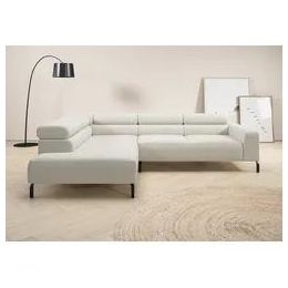 Ecksofa Home Affaire "Antonelli, L-Form, inkl. Kopfteilverstellung, Breite 276 cm", wei&szlig;, B:276cm H:71cm T:219cm, 95% Polyester, 5% Nylon, Sofas, Ecksofa, ohne Sitztiefenverstellung, in Cord, wei&szlig;