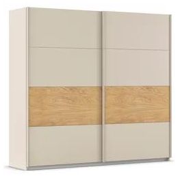 Schwebet&uuml;renschrank Rauch "Kleiderschrank Schrank Garderobe Schlafzimmerschrank MALVA", beige (champagner), B:226cm H:210cm T:62cm, Holzwerkstoff, Schr&auml;nke, Schwebet&uuml;renschrank, Bauchbinde abgesetzt in geb&uuml;rstetem Eiche Furnier MADE IN GERMANY