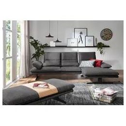 Ecksofa W.Schillig "broadway, Designsofa mit tollem Sitzkomfort", grau (anthrazit s22), B:291cm H:94cm T:164cm, Flachgewebe S22 (100% Polyester), Sofas, Ecksofa, Sitztiefenverstellung, Kopfteil- & Seitenteilverstellung, Breite 291cm