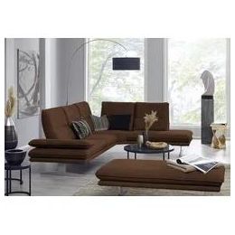 Ecksofa W.Schillig "broadway, Designsofa, mit tollem Sitzkomfort, L-Form", braun (chocolate s37), B:284cm H:94cm T:224cm, Stoff S37 (100% Polyester): Luxus-Microfaser in Lederoptik, Sofas, Ecksofa, Sitztiefenverstellung, Kopfteil- & Seitenteilverstellung, Breite 284cm