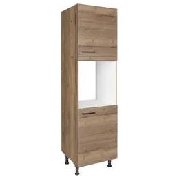 Herdumbauschrank Nobilia "Structura", Ausrichtung w&auml;hlbar, mit zwei zus&auml;tzlichen T&uuml;ren", braun (front und korpus: eiche havanna nachbildung), B:60cm H:216,6cm T:58,3cm, Schr&auml;nke, Herdumbauschrank, vormontiert, Breite/H&ouml;he: 60/167,8 cm