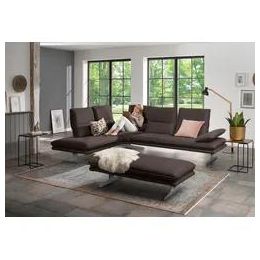 Ecksofa W.Schillig "broadway, Designsofa, mit tollem Sitzkomfort, L-Form", braun (mocca s37), B:284cm H:94cm T:224cm, Stoff S37 (100% Polyester): Luxus-Microfaser in Lederoptik, Sofas, Ecksofa, Sitztiefenverstellung, Kopfteil- & Seitenteilverstellung, Breite 284cm