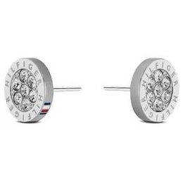 Paar Ohrstecker Tommy Hilfiger "Schmuck Edelstahl Ohrschmuck Ohrringe CRYSTAL", silber (edelstahlfarben, kristallwei&szlig;, kristallwei&szlig;), Ohrringe, Damen, 10mm, Edelstahl, mit Glasstein
