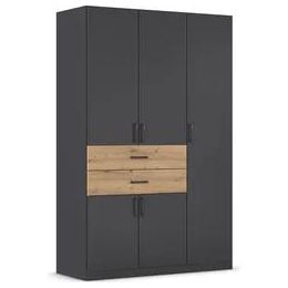 Dreht&uuml;renschrank Rauch "Kleiderschrank Schrank Garderobe MAIKA mit Dekor-Front", grau (graumetallic, eiche artisan), B:136cm H:210cm T:54cm, Holzwerkstoff, Schr&auml;nke, Dreht&uuml;renschrank, 2 Schubladen, in verschiedenen Breiten, H&ouml;hen, Farben, MADE IN GERMANY