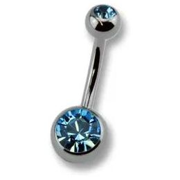 Bauchnabelpiercing ZEEme "Titan silberfarben Kristall dunkelblau", silber (silbergrau, blau), Piercings, Damen, Titan
