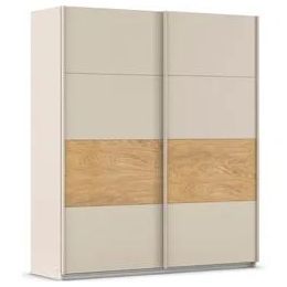 Schwebet&uuml;renschrank Rauch "Kleiderschrank Schrank Garderobe Schlafzimmerschrank MALVA", beige (champagner), B:181cm H:210cm T:62cm, Holzwerkstoff, Schr&auml;nke, Schwebet&uuml;renschrank, Bauchbinde abgesetzt in geb&uuml;rstetem Eiche Furnier MADE IN GERMANY