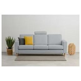 3-Sitzer OTTO HOME "Tvinno", grau (gray), B:217cm H:87cm T:86cm, 100% polyester, Sofas, im skandinavischen Stil, mit Massivholzf&uuml;&szlig;en, Breite 217 cm