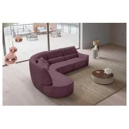 Ecksofa Egoitaliano "Puffy, extravagant & edel, Retro Designsofa, hoher Sitzkomfort, L-Form", lila (plum), B:330cm H:88cm T:205cm, Sofas, Ecksofa, mit Ottomane, wahlweise mit und ohne elektrischer Relaxfunktion