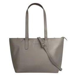 Shopper Bruno Banani, Damen, Gr. B/H/T: 30cm x 25cm x 14cm onesize, grau, Leder, leicht gl&auml;nzend, unifarben, Taschen Shopper, echt Leder