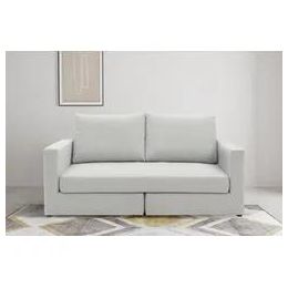 2-Sitzer DOMO collection "Bibury, modernes Sofa, B/T/H: 178/80/90 cm", silber, B:178cm H:90cm T:80cm, 100% Polyester, Sofas, Sitzfl&auml;che mit Federkern, inkl. 2 R&uuml;ckenkissen