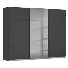 Schwebet&uuml;renschrank OTTO HOME "Schlafzimmerschrank Kleiderschrank Schrank Garderobe FERRIS", grau (graumetallic), B:271cm H:210cm T:62cm, Holzwerkstoff, Schr&auml;nke, Schwebet&uuml;renschrank, Mittelt&uuml;r mit hochwertigem Grauspiegel MADE IN GERMANY
