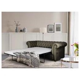 3-Sitzer Home Affaire "CHARENTE, optionale Schlafsofa, Chesterfield-Sofa, Bettfunktion", braun, B:198cm H:74cm T:89cm, 100% Polyester, Sofas, mit edler Knopfheftung und typischen Armlehnen, B/T/H 198/89/74 cm