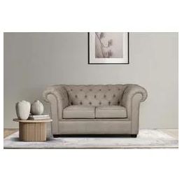 2-Sitzer Home Affaire "CHARENTE, Chesterfield-Sofa, Wellenfederung, Ma&szlig;e: B/T/H: 147/89/74 cm", beige (creme), B:147cm H:74cm T:89cm, 100% Polyester, Sofas, mit edler Knopfheftung und typischen Armlehnen