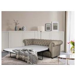 3-Sitzer Home Affaire "CHARENTE, optionale Schlafsofa, Chesterfield-Sofa, Bettfunktion", beige (creme), B:198cm H:74cm T:89cm, 100% Polyester, Sofas, mit edler Knopfheftung und typischen Armlehnen, B/T/H 198/89/74 cm