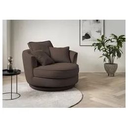 Drehsessel Home Affaire "MAISIE, Love Seat XXL, Lese-Sessel BIG-", braun, B:120cm H:86cm T:120cm, Sessel, Drehsessel, Sessel in MEGA CORD u. Web-Velours, 360 Grad drehbar