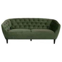 3-Sitzer Actona GROUP "Ria Couch, Sofa", gr&uuml;n (waldgr&uuml;n), B:191cm H:39,4cm T:84cm, Sofas, Samtstoff, Massivholz-Beine, Taschenfederkern, Tufting, mit Armlehnen