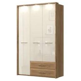 Kleiderschrank OTTO HOME "Gala, beige hochgl&auml;nzend UV lackiert, kratzfest, FSC-zertifiziert", beige (beige, pacific walnut), B:137cm H:224cm T:56cm, Holzwerkstoff, MDF, Schr&auml;nke, Kleiderschrank, mit Beleuchtung und Passpartourahmen, hoher Schrank (224cm), 3 Breiten