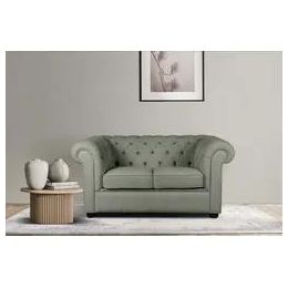 2-Sitzer Home Affaire "CHARENTE, Chesterfield-Sofa, Wellenfederung, Ma&szlig;e: B/T/H: 147/89/74 cm", gr&uuml;n (oliv), B:147cm H:74cm T:89cm, 100% Polyester, Sofas, mit edler Knopfheftung und typischen Armlehnen