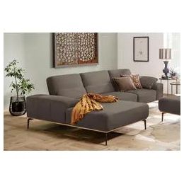 Ecksofa W.Schillig "run, Designsofa mit tollem Sitzkomfort, bequem, L-Form", braun (stone w82), B:319cm H:88cm T:178cm, Longlife Xtra-Leder Z73: Naturwalkleder der Luxusklasse aus den erlesensten Rohh&auml;uten. Hautst&auml;rke 1, 1 &ndash; 1, 3 mm;ROHLEDER Jacquard-Flachgewebe Q2 W60 (63% Polyester, 37% Polyacryl);ROHLEDER Chenille-Flachgewebe Q2 W77 (68% Polyacryl, 32% Polyester);Stoff S37 (100% Polyester), Sof