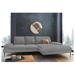 Ecksofa W.Schillig "enjoy&MORE, Designsofa, elegant und bequem, L-Form", grau (dolphin r66), B:310cm H:87cm T:185cm, Chenille-Flachgewebe R66 (85% Polyester, 15% Nylon);Longlife Xtra-Leder Z59: Glattleder mit modischer Pr&auml;gung. Hautst&auml;rke 0, 9 - 1, 1 mm;Stoff S37 (100% Polyester), Sofas, Ecksofa, Sitztiefenverstellung, F&uuml;&szlig;e schwarz pulverbeschichtet, Breite 310 cm
