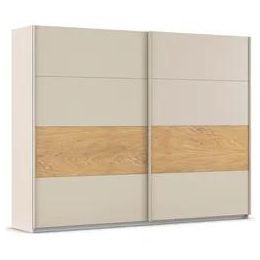 Schwebet&uuml;renschrank Rauch "Kleiderschrank Schrank Garderobe Schlafzimmerschrank MALVA", beige (champagner), B:271cm H:210cm T:62cm, Holzwerkstoff, Schr&auml;nke, Schwebet&uuml;renschrank, Bauchbinde abgesetzt in geb&uuml;rstetem Eiche Furnier MADE IN GERMANY