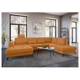 Sit & More Wohnlandschaft SIT & MORE "Bendigo U-Form", gelb (curry), B:332cm H:84cm T:226cm, Sofas, Wohnlandschaft, inklusive Sitztiefenverstellung, Bodenfreiheit 12 cm, in 2 Fu&szlig;farben