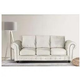 3-Sitzer Home Affaire "MENDITTE", beige (creme), B:225cm H:90cm T:93cm, 100% Polyester, Sofas, Knopfheftung im Armlehnbereich und an Vorderkante, hohe Qualit&auml;t