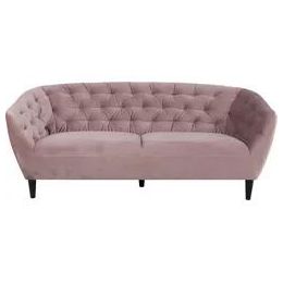 3-Sitzer Actona GROUP "Ria Couch, Sofa", rosa (rose), B:191cm H:39,4cm T:84cm, Sofas, Samtstoff, Massivholz-Beine, Taschenfederkern, Tufting, mit Armlehnen