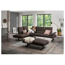 Ecksofa W.Schillig "broadway, Designsofa, toller Sitzkomfort, zeitlos, elegant, L-Form", braun (mocca s37), B:284cm H:94cm T:224cm, Stoff S37 (100% Polyester): Luxus-Microfaser in Lederoptik, Sofas, Ecksofa, Sitztiefenverstellung, Kopfteil- & Seitenteilverstellung, Breite 284cm