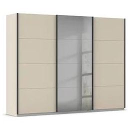 Schwebet&uuml;renschrank OTTO HOME "Schlafzimmerschrank Kleiderschrank Schrank Garderobe FERRIS", beige (beige (champagner)), B:271cm H:210cm T:62cm, Holzwerkstoff, Schr&auml;nke, Schwebet&uuml;renschrank, Mittelt&uuml;r mit hochwertigem Grauspiegel MADE IN GERMANY