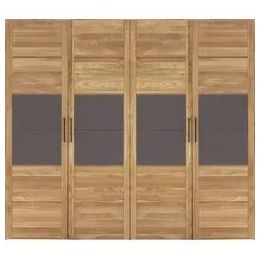 Kleiderschrank Home Affaire "Chamara", beige (natur), B:246cm H:218cm T:65cm, Schr&auml;nke, Kleiderschrank, aus massivem Eichenholz, in unterschiedlichen Breiten, H&ouml;he 218 cm