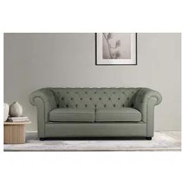 3-Sitzer Home Affaire "CHARENTE, optionale Schlafsofa, Chesterfield-Sofa, Bettfunktion", gr&uuml;n (oliv), B:198cm H:74cm T:89cm, 100% Polyester, Sofas, mit edler Knopfheftung und typischen Armlehnen, B/T/H 198/89/74 cm