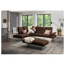 Ecksofa W.Schillig "broadway, Designsofa, mit tollem Sitzkomfort, L-Form", braun (chocolate s37), B:284cm H:94cm T:224cm, Stoff S37 (100% Polyester): Luxus-Microfaser in Lederoptik, Sofas, Ecksofa, Sitztiefenverstellung, Kopfteil- & Seitenteilverstellung, Breite 284cm
